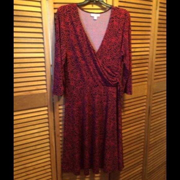 Enfocus Studio | Dresses | Enfocus Studio Red And Black Faux Wrap Dress ...